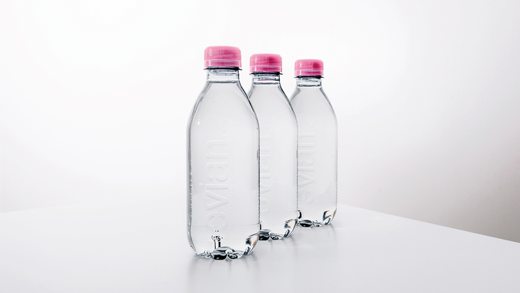evian introduces label free rPET bottle