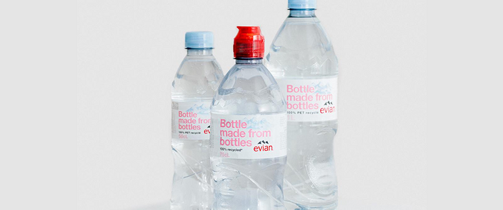 Evian launches new range made from recycled bottles
